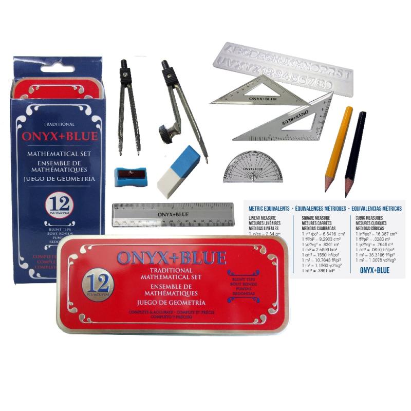 CMR - ONYX+BLUE 12PC MATH SET IN TIN BOX
